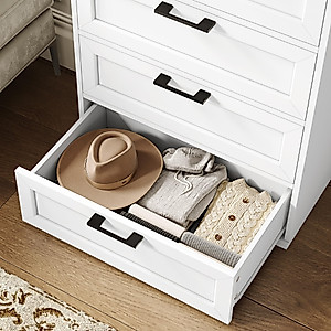 BOTLOG White 6 Drawer Dresser, Dresser for Bedroom with Trapezoidal Design, Chest of Drawers for Bedroom, Wood Tall Dresser for Closet with Large Organizer for Living Room, Hallway, Entryway, White