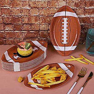 ADXCO 50 Pieces Football Shaped Disposable Paper Plates Football Party Plates Football Party Supplies for Football Theme Party Supplies Sports Game Birthday Decoration, 9.4 x 5.9 Inch
