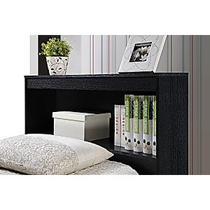 Hodedah Twin-Size Captain Bed with 3-Drawers and Headboard in Black, 85.6"L x 42.3"W x 39.2"H