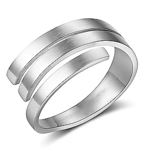 Ashleymade Personalized Adjustable Name Rings Free Engraved BFF Rings for Women Spiral rings Gift for Friend (3 names)