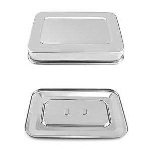 QWORK Medical Surgical Trays, 2 Pack Stainless Steel Dental Instruments Organizer Holder Sterilization Tray for Lab Instrument Supplies, 11.8" x 7.8" x 2"