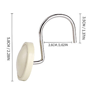 Twofishes Cream Rounds Resin Shower Curtain Hooks Set of 12 Decorative Rust Proof Resin Shower Curtain Rings Pack of 12