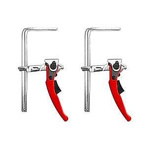 QWORK Ratcheting Table Clamp, 2 Pack Quick Release Bar Clamp with 6-5/16" Capacity and 2-5/16" Throat Depth for Sanding, Cutting