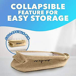 Dejaroo - Baskets for Organizing Wipes and Newborn Essentials, Diaper and Wipes Organizer, Embroidered Baby Shower Gifts for Moms, Linen Basket with Handle, 9 x 6 x 5.5 Inches, Natural