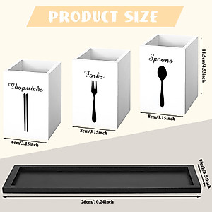 BBTO 4 Pcs Silverware Caddy with Wood Tray Wooden Organizer Cutlery Holder Countertop Utensil Flatware Organizers Chopsticks Spoon and Fork for Restaurant Kitchen Storage