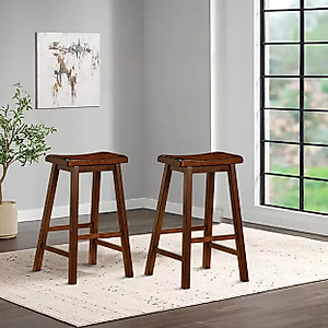 Wooden 29" Bar Stools, Chestnut (Set of 2)