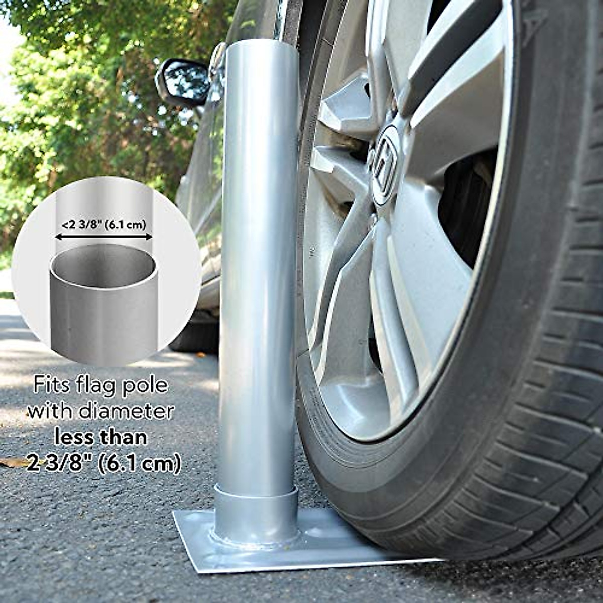 Yescom Portable All Metal Flag Pole Wheel Stand Tailgate Tire Mount 25ft 20ft Telescopic Flagpole Holder