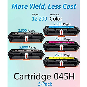 MM MUCH & MORE Compatible Toner Cartridge Replacement for Canon 045H CRG-045H 045 use with Color imageCLASS LBP612Cdw MF634Cdw MF632Cdw MF632 MF634 Printer (2x Black + Cyan + Magenta + Yellow, 5-Pack)