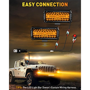 NAOEVO 7 inch Amber LED Light Bar, 240W 24,000LM Offroad Fog/Driving Lights LED Pods with Spot Flood Combo Beam, Waterproof LED Work Lights for Truck Boat UTV ATV, 2 Pack (Amber)