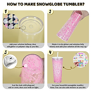 Maucircol 24 Oz Acrylic Snowglobe Tumbler, 6 Pack Pre-Drilled Double Wall Acrylic Clear Cup For Glitter Snow Globe Diy, Double Wall Snowglobe Cup