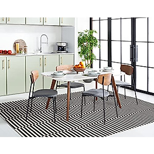 SAFAVIEH Montauk Collection 8' x 10' Ivory / Black MTK715D Handmade Stripe Cotton Area Rug