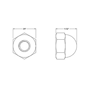 (100) 10-32 Acorn Cap Hex Nuts Aluminum Bolt Thread Cover Smooth Rounded #10/32