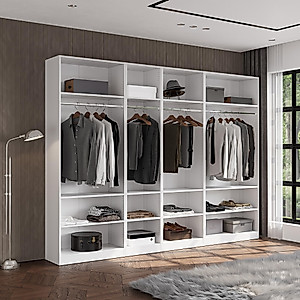 JY Furniture Armoire Wardrobe Closet, Particle Wood with Adjustable Shelves, Hanging Rod for Bedroom, Dressing Room, White (19.5" W x 85" H x 15" D)