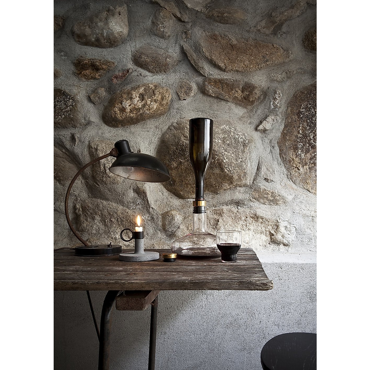 MENU Wine Carafe Decanter, Hand-Made 34 oz. Wine Decanter (Original Clear Steel) (Deluxe, Brass)