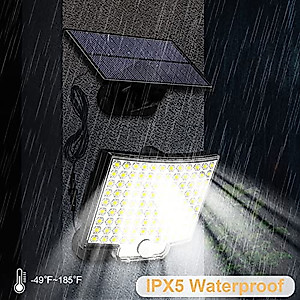 Solar Lights Outdoor Waterproof, 106 LED Solar Outdoor Lights with Motion Detector, IP65 Waterproof, 120° Lighting Angle, Solar Dusk to Dawn Lights Outdoor for Garden with 16.4ft Cable (1 Pack)