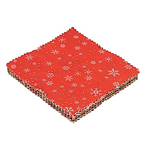 Soimoi Christmas Print Precut 5-inch Cotton Fabric Quilting Squares Charm Pack DIY Patchwork Sewing Craft- Red & Green