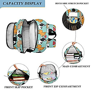 ALAZA Cute Puppy Dog French Bulldog Print Laptop Backpack Purse for Women Men Travel Bag Casual Daypack with Compartment & Multiple Pockets
