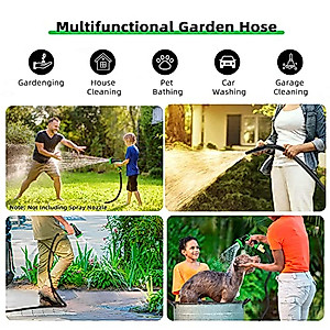 50 ft Hybrid Garden Hose–No Kink Lightweigh Flexible,Leakproof Water Hose with PVC Reliefs–5/8 in ID,3/4"Solid Brass Connectors-Rubber Car Hoses Pipe for outdoor Watering& Washing,600 Burst PSI