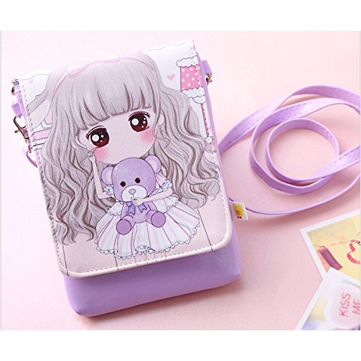 Kids Girls Toddlers Students Lovely Cartoon Mini Shoulder Bags Cross Body Bags Small Key Money Cell Phone Holder Case Purse Wallet Pouches Clutch Handbag