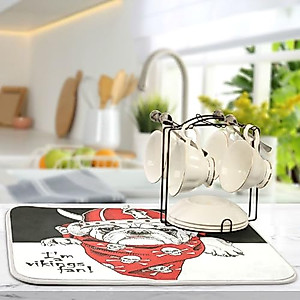 Red Skull Scarf Bulldog Black White Dish Mat Memory Foam Dish Drying Mat 16 X 18 Kitchen Mat Counter Dish Drainers Mat Dryer Kitchen Mat