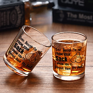 Futtumy Step Dad Gifts from Son Daughter, Even Though I'm Not From Your Sack Whiskey Glass 10oz, Funny Father’s Day Gift Christmas Gift Birthday Gift for Men Dad Father Step dad Bonus Dad Step Father