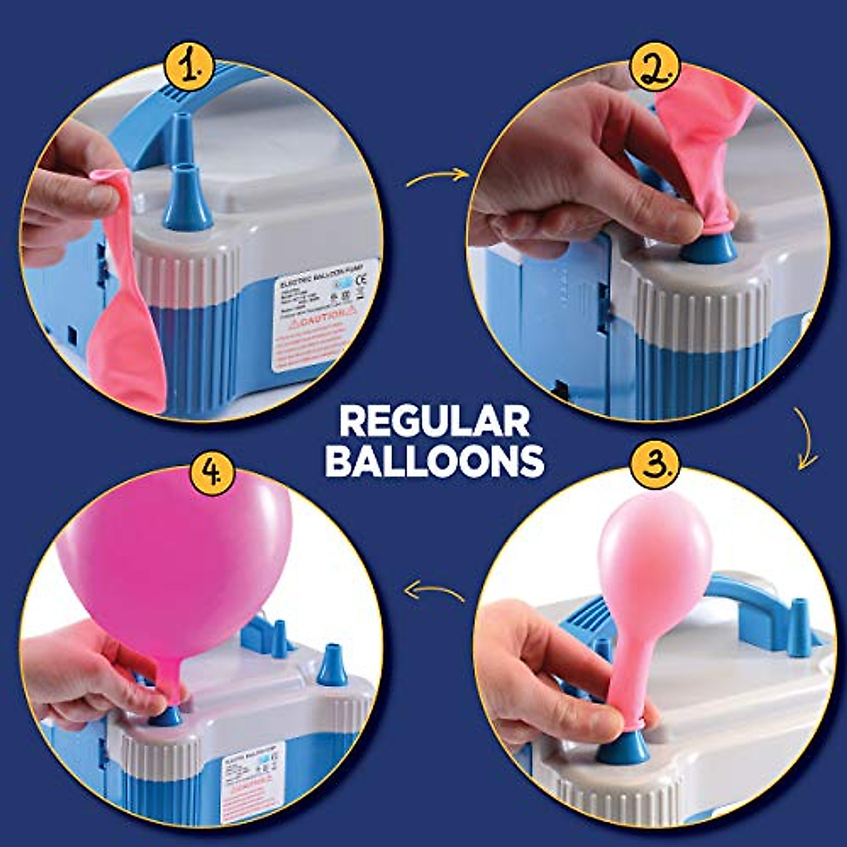 Prextex Portable Balloon Pump Powerful Electric Air Blower Dual Nozzle Balloon Inflator for Fast and Easy Bulk Balloons Filling for Event and Party Decoration (800W, 110V)