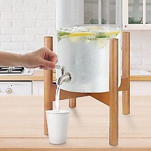 AZAMIA Beverage Drink Dispenser Stand for Parties, Fits 10-12 Inches Gallon Jugs, Glass Jars and Bottles, Wood