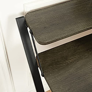 FurnitureR 31.9'' Folding 2 Tier Foldable Assembly Saves Space for Home Office Study, Metal Frames/Wood Top Laptop Table, Brown Computer Desk