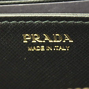 Prada Black Leather W/metal logos Coin case 1MM268 Nero