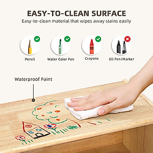 OOOK Rubber Wood Montessori Shelf and Toy Storage, 35.4" L, Solid Wood Bookshelf and Toy Organizers, 2-Tier Storage Cabinet Shelves and Kids Bookcase for Classroom, Kindergarten, Kids Room, Playroom.