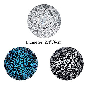 6 Pieces Decorative Glass Balls 2.4" Small Mosaic Sphere Decorative Orbs Centerpiece Balls for Bowls, Vases, Dining Table Decor, Diameter 2.4 Inches (B, 6)