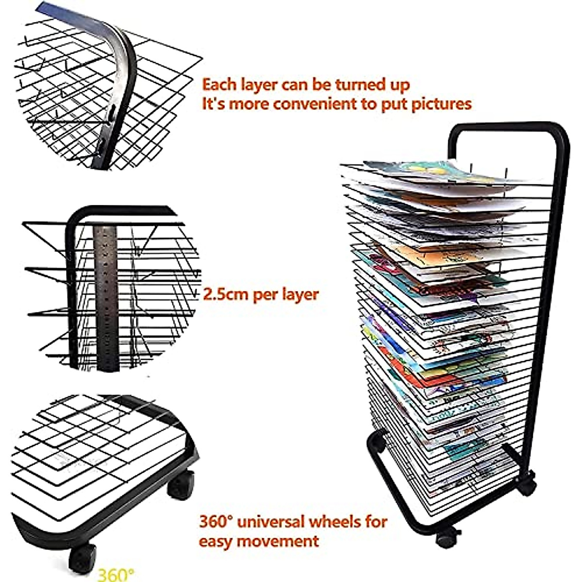 Art Drying Rack, Mobile Art Drying Rack with Wire Rack for Artwork, Drying and Printing Rack, Ideal for Schools and Art Clubs (Size : 20-Layer)