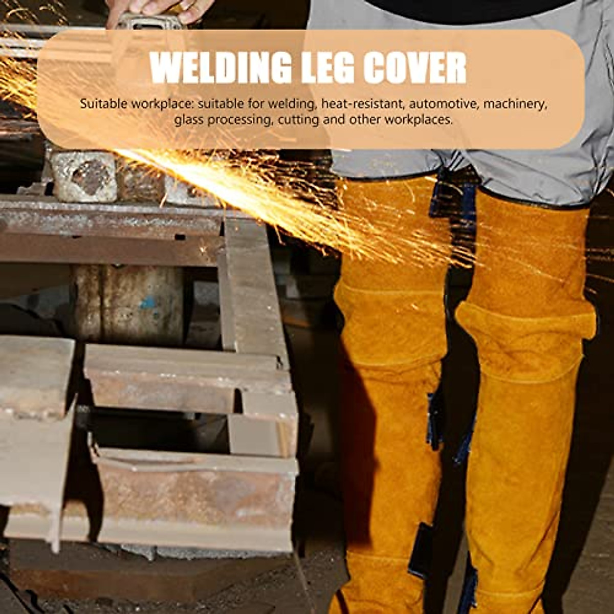 TEHAUX Welding Leg Cover Thicken Knee Pads Abrasion Resistant Welding Spats Leg Cover Sleeve Wraps for Welder Heat Abrasion Resistant Foot Leg Protection