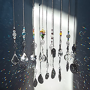 H&D HYALINE & DORA Set 7 Crystal Rainbow Suncatcher Glass Bead Chain Fengshui Hanging Pendant for Window Garden Party