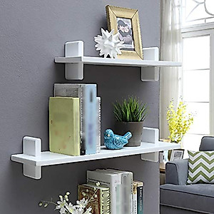 PIBM Stylish Simplicity Shelf Wall Mounted Floating Rack Shelves Background Wall Solid Wood Storage Living Room Length 55Cm / 75Cm,2 Colors Avaliable, White , 75X18cm