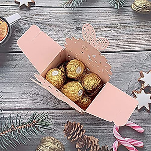 Party Favor Boxes Flower Butterfly Candy Boxes Laser Cut Candy Boxes Pink Gift Boxes for Wedding Bridal Shower Anniverary Birthday Party (20 PCS)