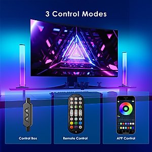 Barhootao RGB Light Bar,Smart LED Light Bar for Room,16 Million Colors,Three Control Modes,Dynamic Music Sync Mode,213 Preset Modes,USB Interface（Without Adapter）