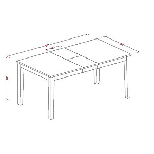 East West Furniture NIDA6-BMK-W Dining Set, 6-Piece