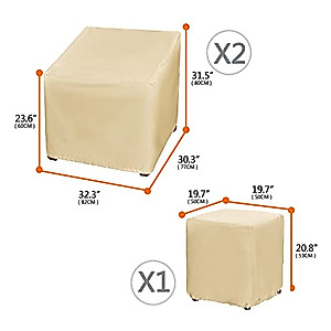 Baner Garden Patio Furniture Covers,Outdoor Furniture Cover Waterproof,Patio Furniture Set Covers for 3 Piece Outdoor Bistro,Patio Sofa Covers Set for 2 Chairs and Coffee Table,Khaki