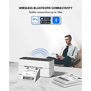 Bluetooth Label Printer with Thermal Label - 2.25" x 1.25", 1000 Sheets/Roll，1 Roll
