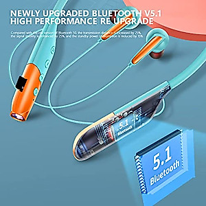#yQhGu8 Bluetooth Neckband Headphones Colorful Design Hd Stereo Clear Sound Sporty and Ergonomic Neck Hanging Design