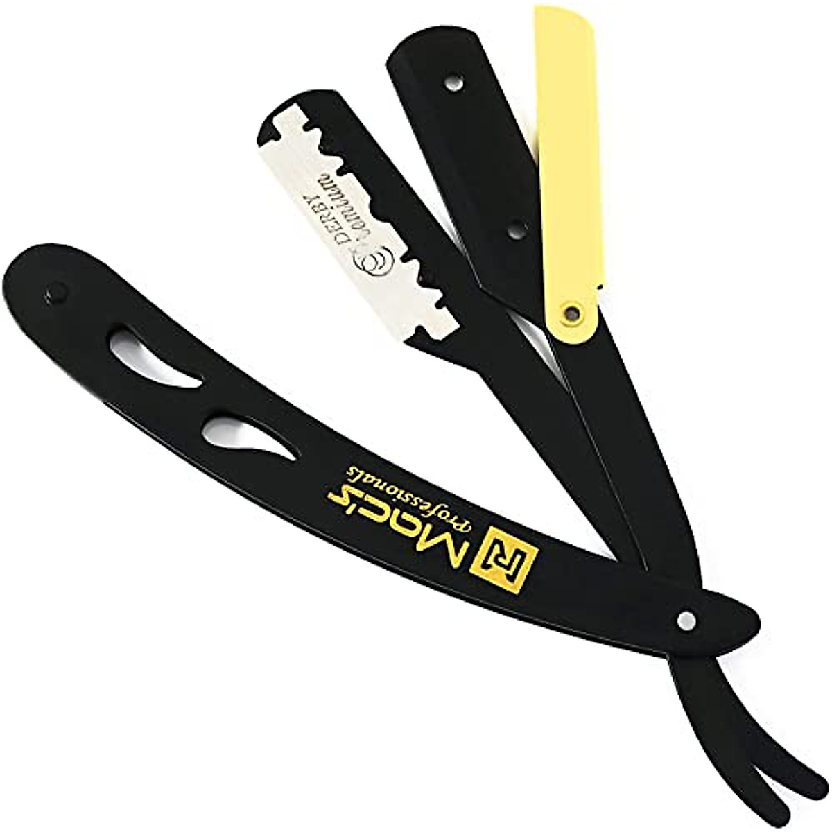 BLACK & GOLD COMBINATION Stainless Steel Barber Exchangeale Blade Straight Edge Barber Shaving Razor -Safety Razor -Macs-045B