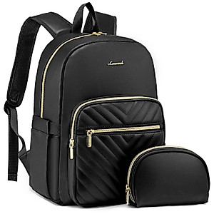 LOVEVOOK Backpack Purse for Women, Waterproof Mini Backpack, Lightweight Small Backpack for Women, 2pcs Sets, Black