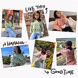 FANTANGPAI Toddler Girl Sweater Green Heart Knit Outfit Baby Girl Knitwear