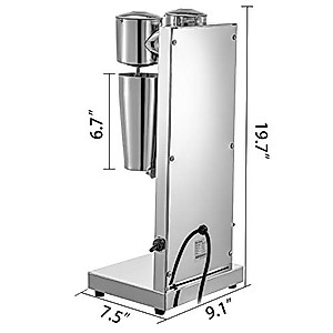 VEVOR Milkshake Maker Double Head Stainless Steel Electric Milkshake Maker 180W Milkshake Machine Classic Milkshake Maker with 800ml Cup, Silver Milkshake Maker Machine, 2 Speed Adjustable
