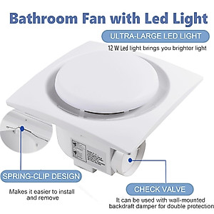 MEOZRI Bathroom Exhaust Fan with LED Light Ceiling Mount Ventilation Fan 110 CFM 1.0 Sones 4 Inch Duct Quiet Bathroom Vent Fan with Light Combo 5000K for Home Bath Office Hotel White (8Inches-Round)