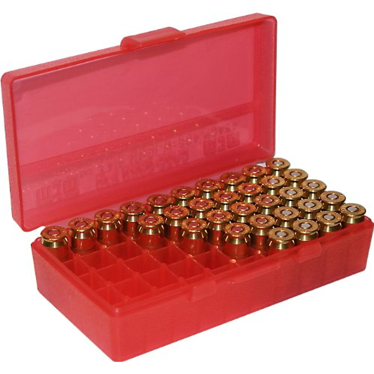 MTM 50 Round Flip-Top Ammo Box 38/357 Cal (Clear Red)