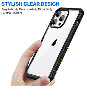 CENHUFO for iPhone 14 Pro Max Case, Privacy Phone Cover with Built-in Anti Peep Tempered Glass Privacy Screen Protector and Camera Protective, Full Body Shockproof Spy Clear Double Bumper - Black