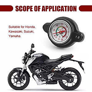 Fogfar 1 PC 1.8 Car High-Pressure Radiator Cap with Temperature Gauge, Durable Metal Automotive Modified Fuel Tank Cap, Universal Vehicle Radiator Cap Accessories for Motorcycle Truck SUV (Black)