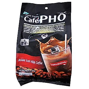 Cafe Pho Vietnamese 3in1 Instant Coffee Mix, Iced Milk Coffee, Cafe Sua Da, Single Serve Coffee Packets, Bag of 18 Sachets, Pack of 1-15 Months Shelf Life
